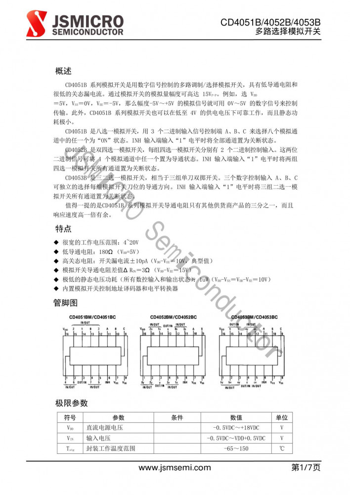 CD4051BM-JSM datasheet page 1