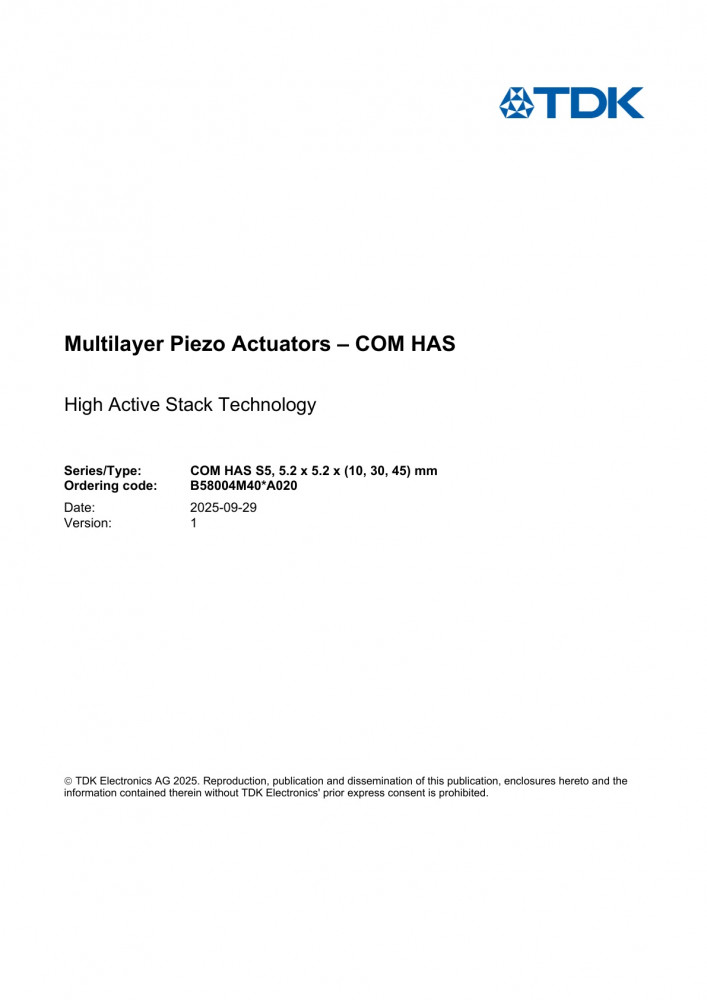 TDK COM HAS technical document page 1
