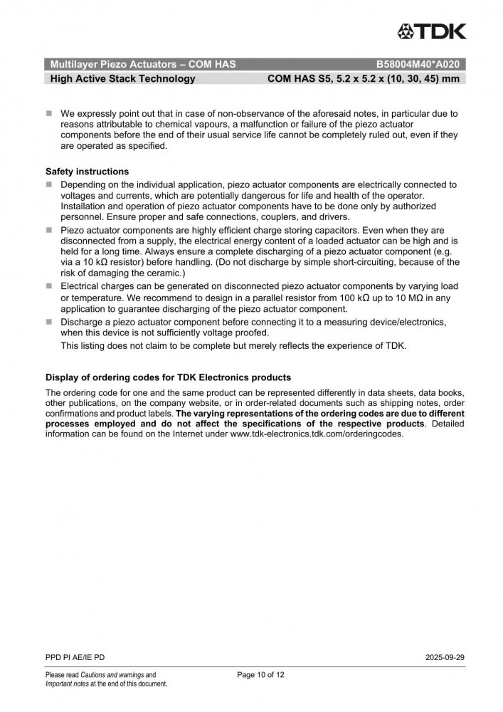 TDK COM HAS technical document page 10