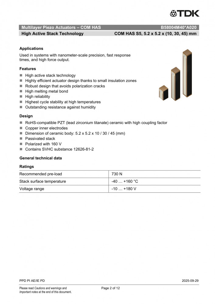 TDK COM HAS technical document page 2