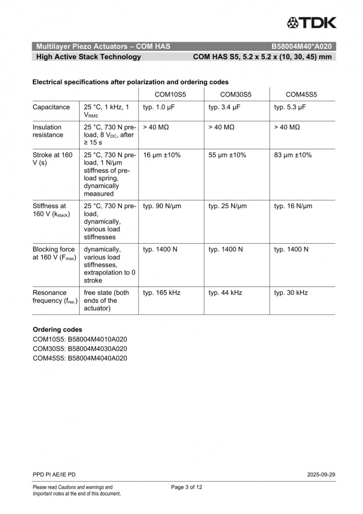 TDK COM HAS technical document page 3
