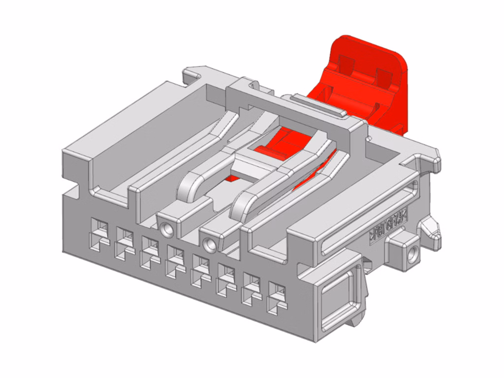 Mini50 Unsealed Receptacle, Single Row, UL 94 HB, with CPA, 4 Circuits, Polarization Option B, Gray