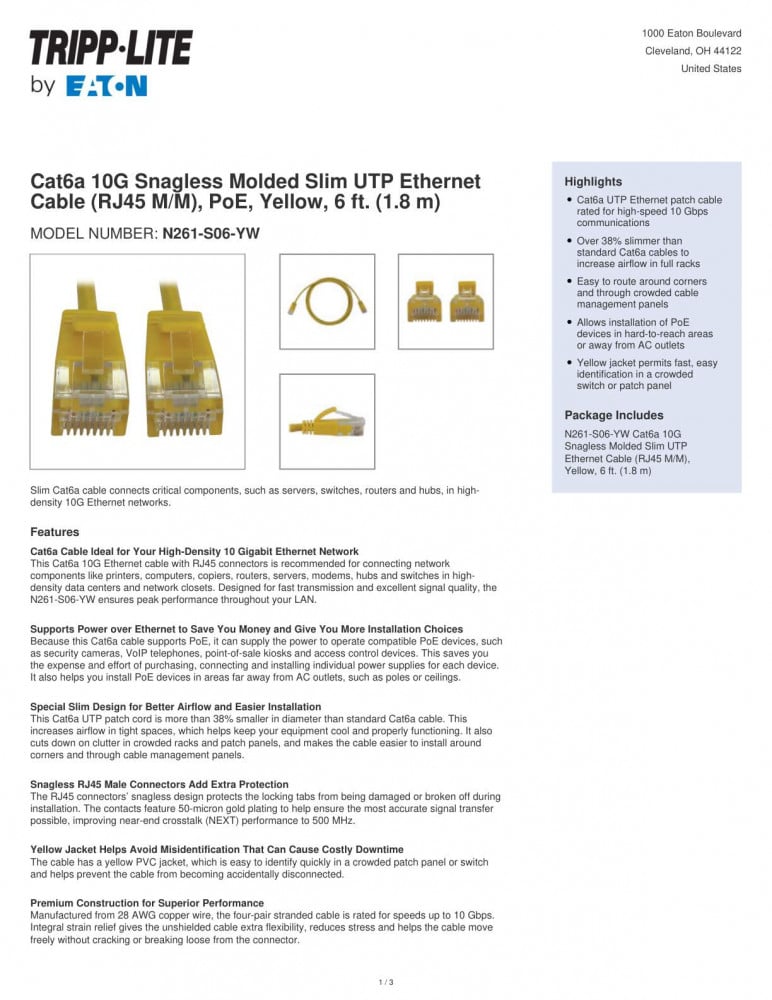 N261-S06-YW technical document page 1