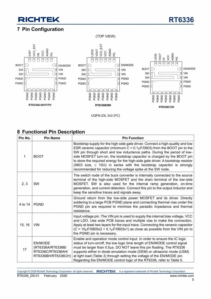 RT6336 datasheet preview, page 5