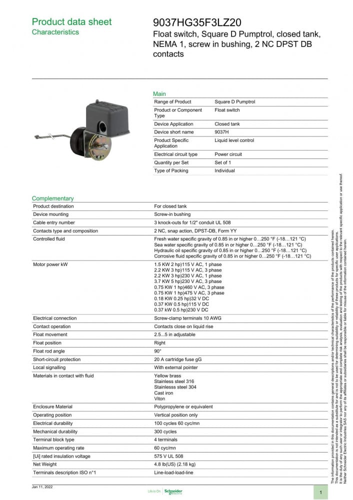 9037HG35F3LZ20 technical document page 1