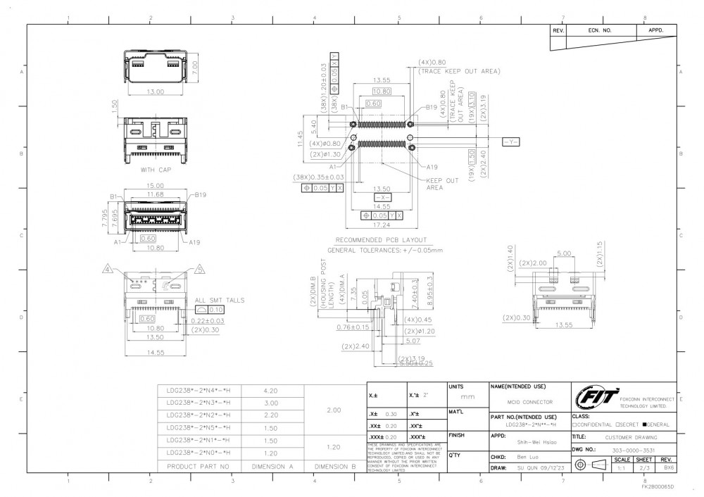 FOXCONN LDG2383-24N04-9H customer drawing page 2