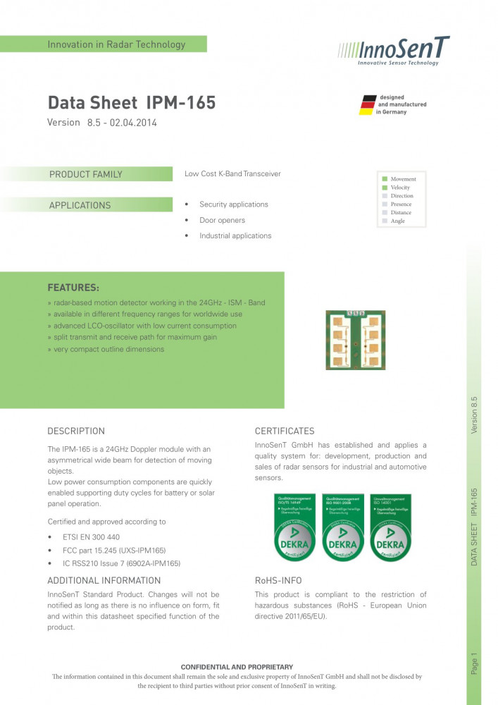 IPM-165 datasheet page 1