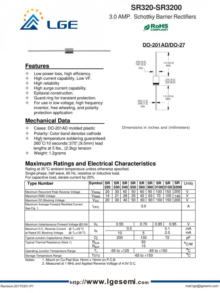 LGE SR360 datasheet page 1