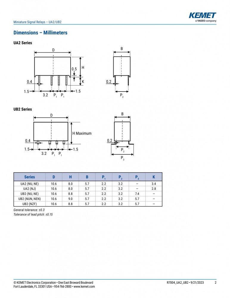 KEMET UA2-24NU document page 2