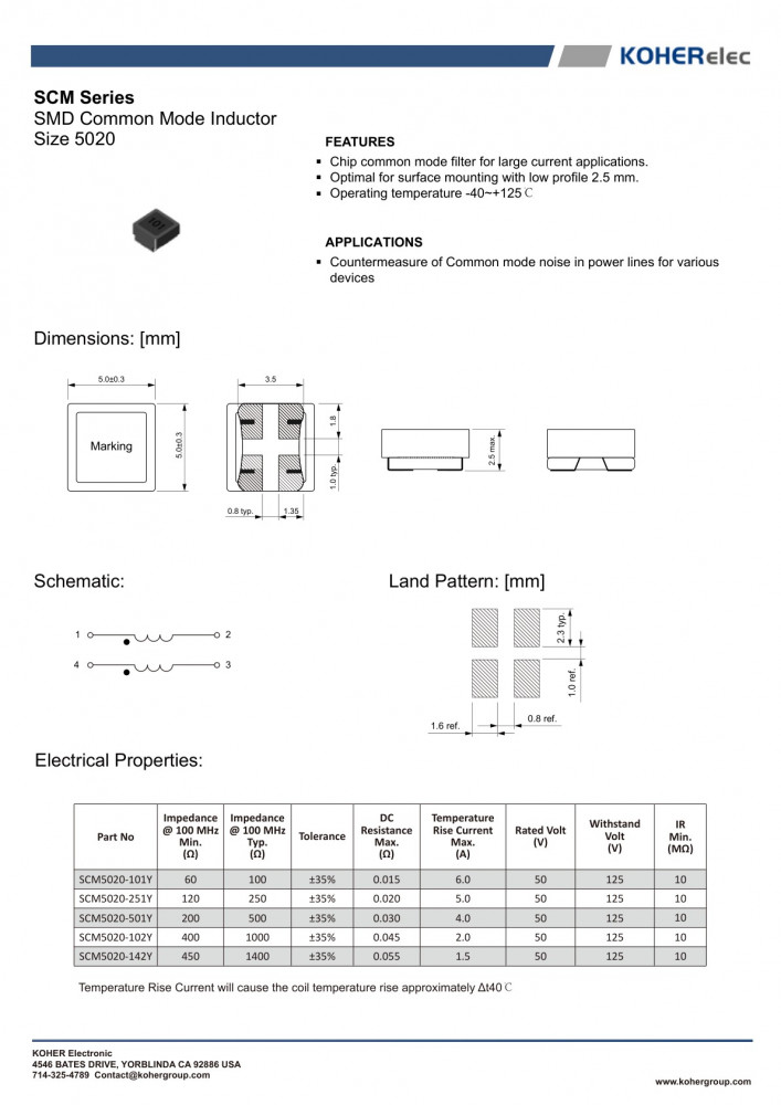 SCM5020 series datasheet page 1