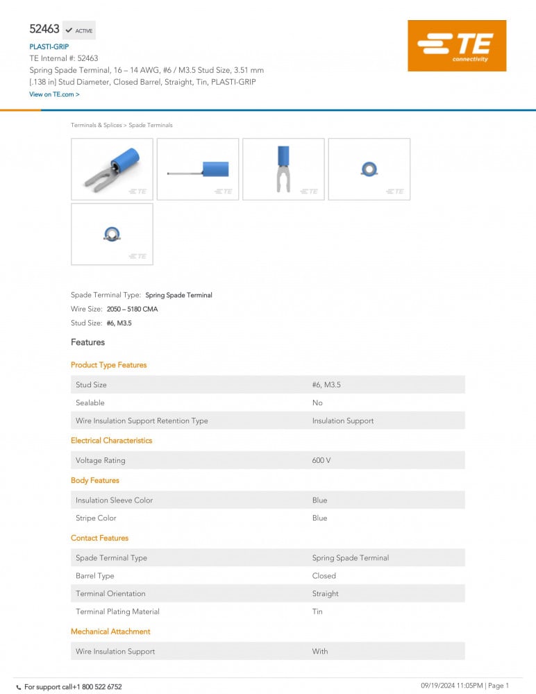 TE Connectivity 52463 document page 1