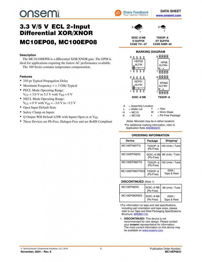 MC10EP08 document page 1