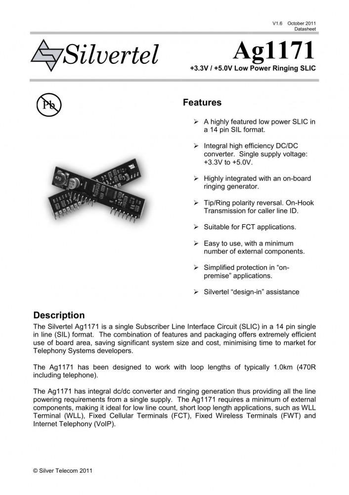 Ag1171 datasheet page 1