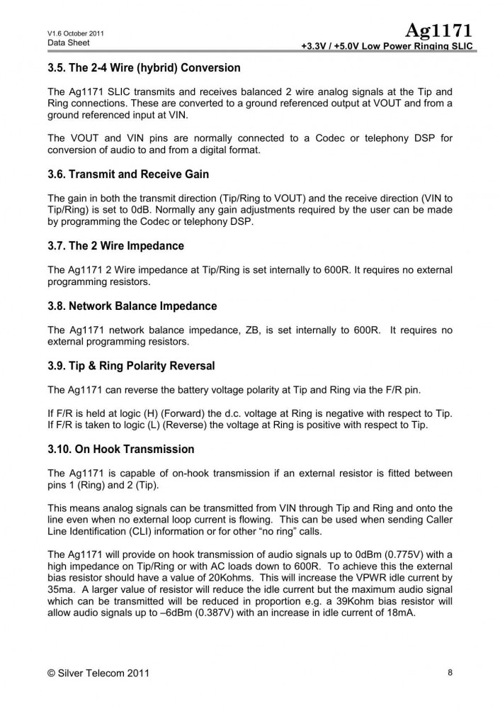 Ag1171 datasheet page 8