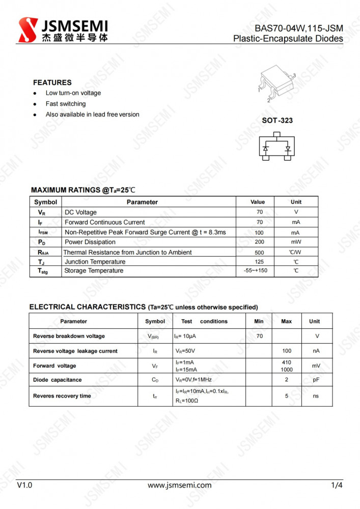 BAS70-04W,115-JSM datasheet page 1