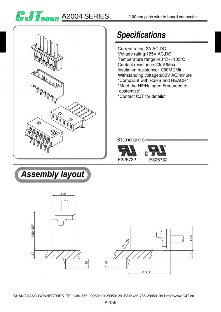 CJT A2004 series assembly layout and specifications