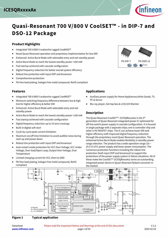ICE5QR4770AZ technical document page 1