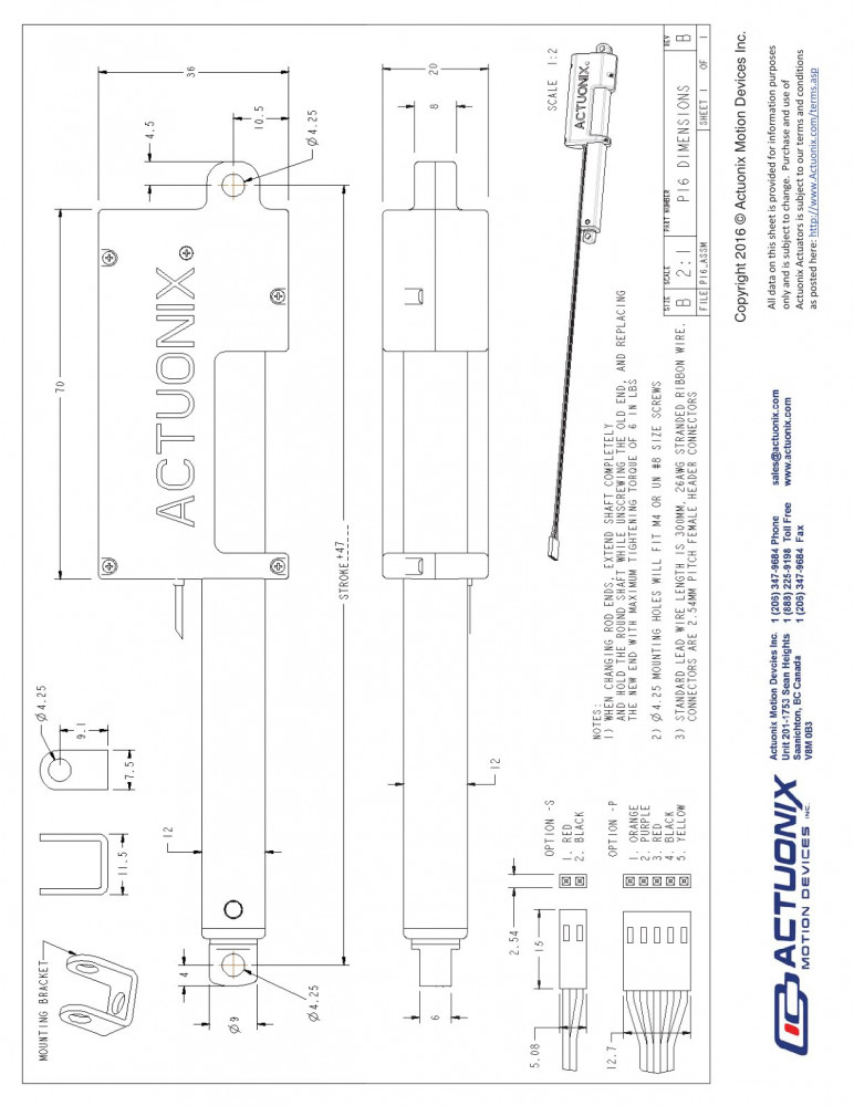 P16 actuator product documentation page 3