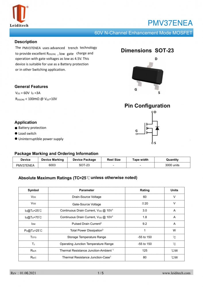 PMV37ENEA datasheet page 1