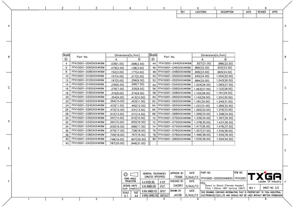TXGA FFH10001 drawing page 2