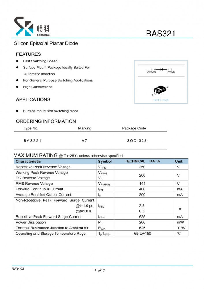 BAS321 datasheet page 1