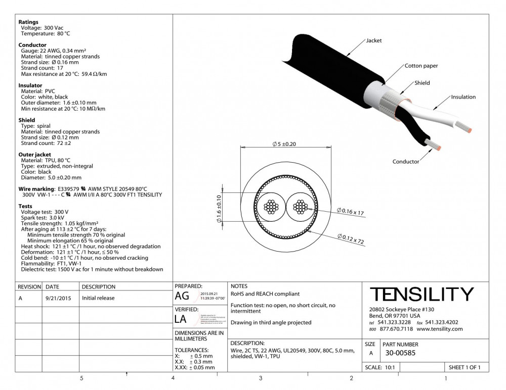 Tensility International 30-00585 product drawing