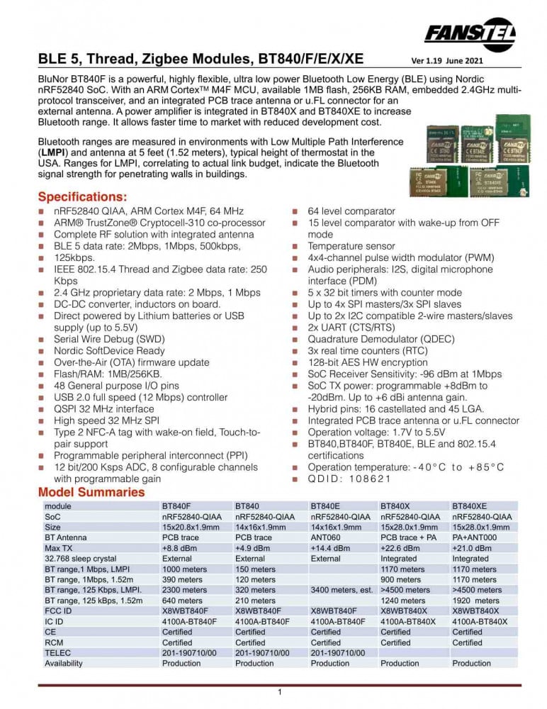 BT840E technical document page 1