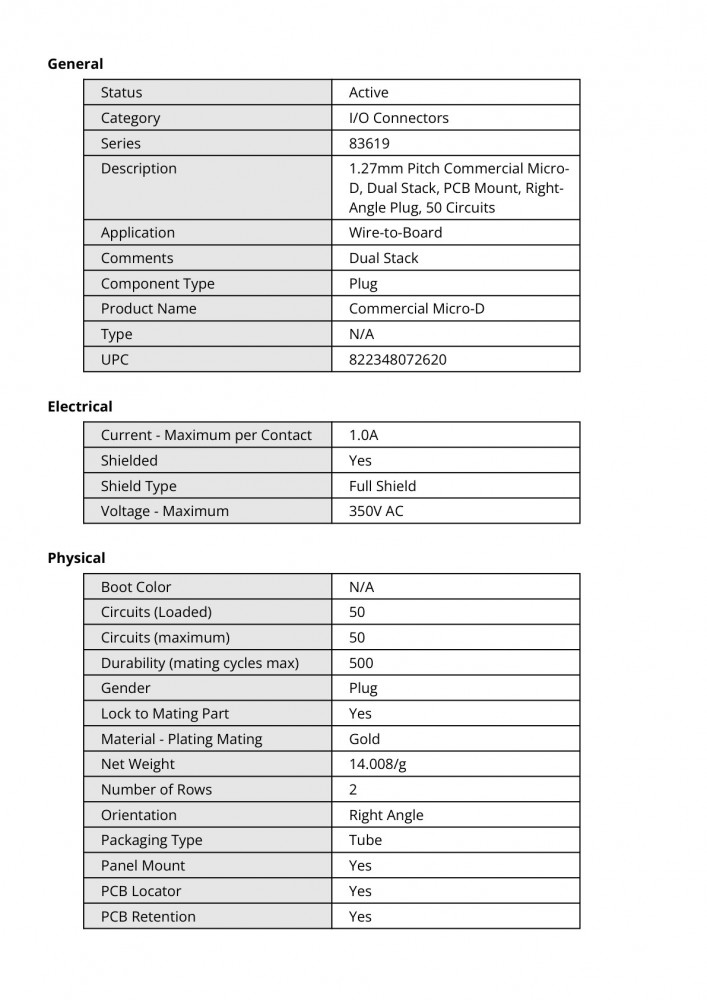 Technical document image 2 for MOLEX 836199011