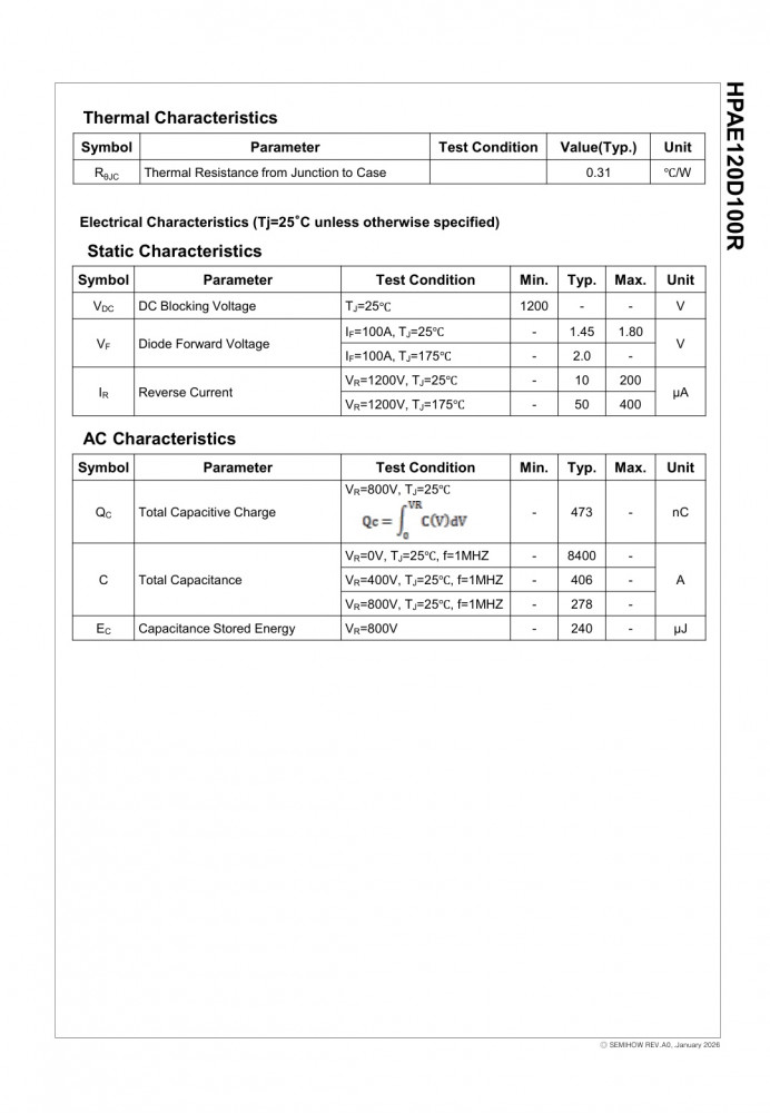 HPAE120D100R technical document page 2