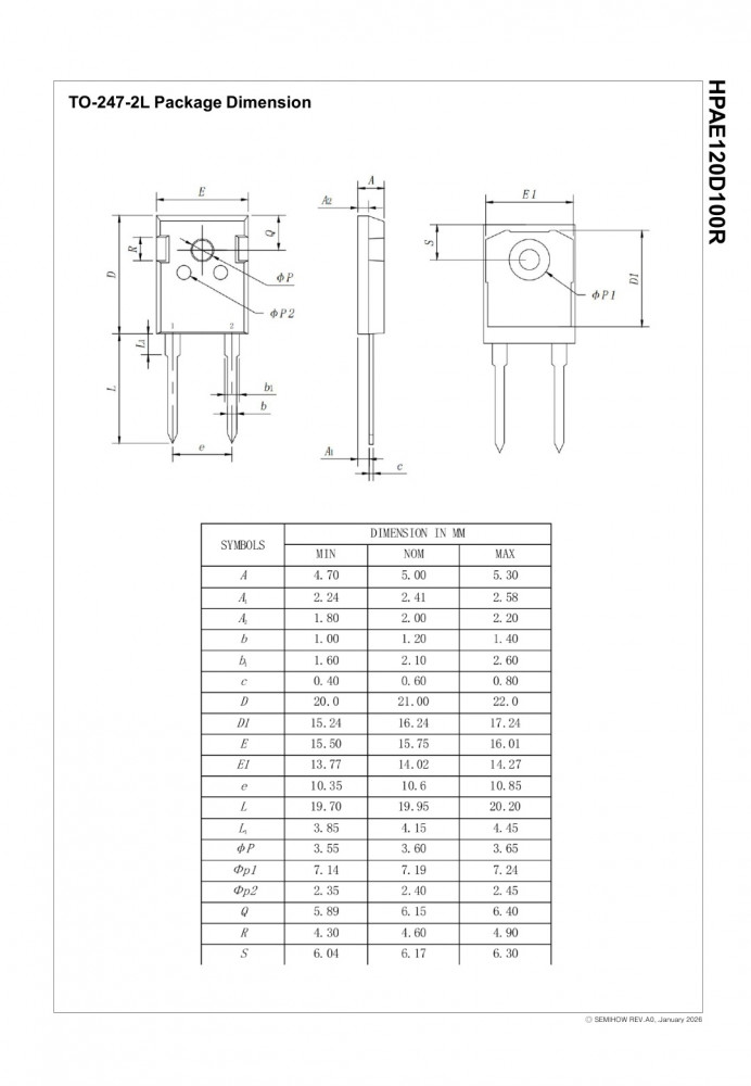 HPAE120D100R technical document page 5