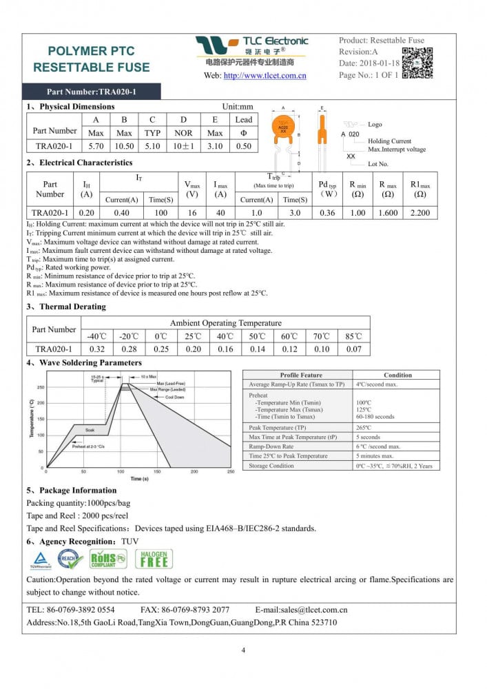 TLC Electronic TRA020-1 technical document page