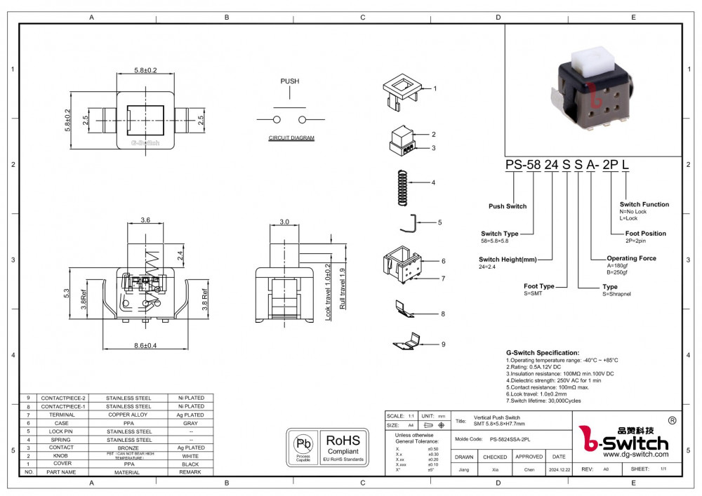 PS-5824SSA-2PL technical drawing