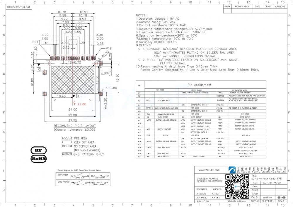 XUNPU SD-701-ACP21 mechanical and PCB information page 2