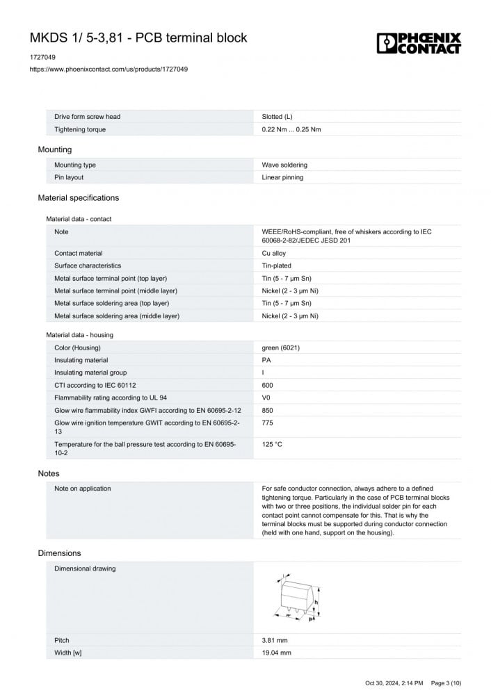 Phoenix Contact 1727049 technical document page 3