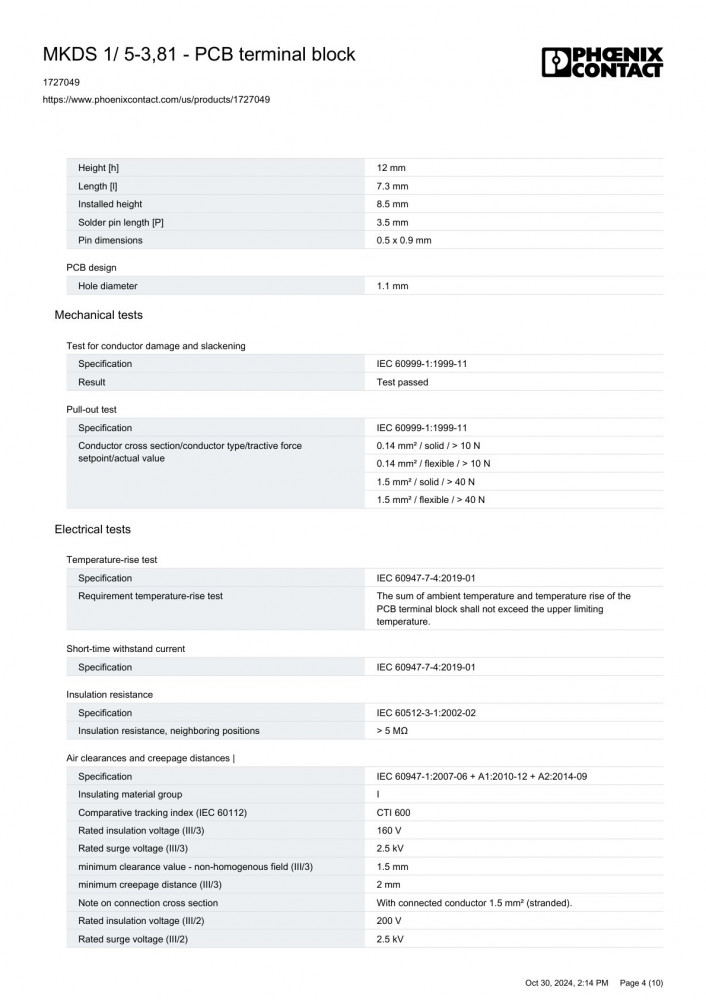 Phoenix Contact 1727049 technical document page 4