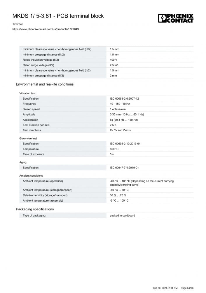 Phoenix Contact 1727049 technical document page 5
