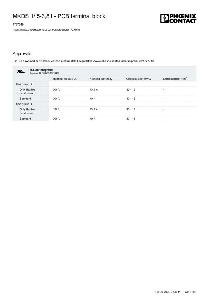 Phoenix Contact 1727049 technical document page 8