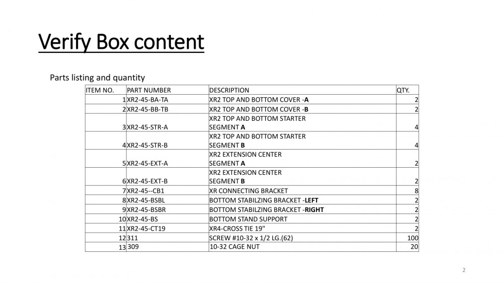 XR2-45 assembly document, page 2