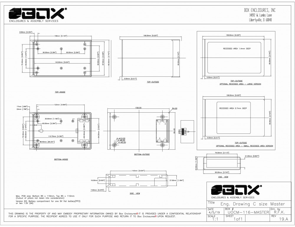 UOCM-116 enclosure drawing image
