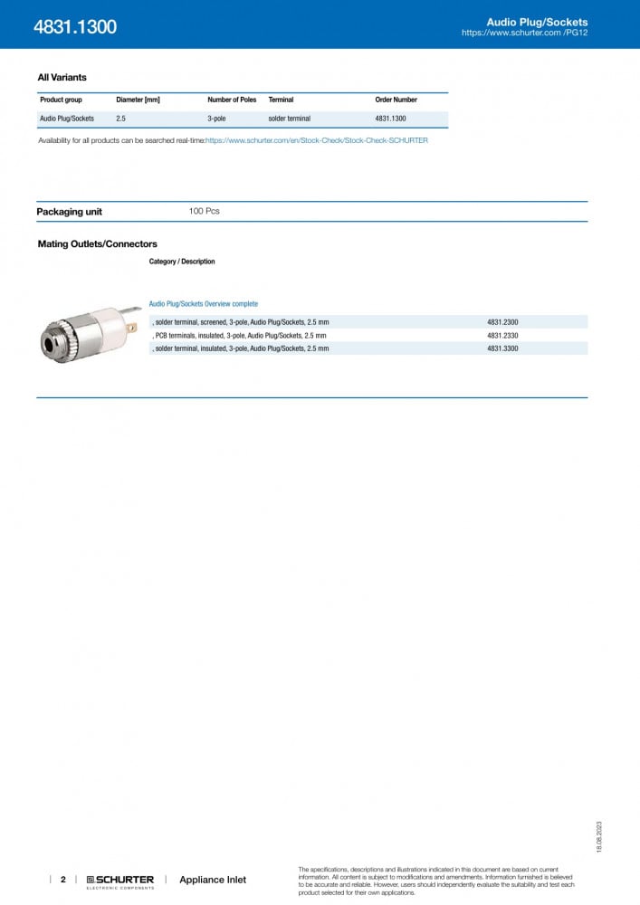 SCHURTER 4831.1300 technical document page 2