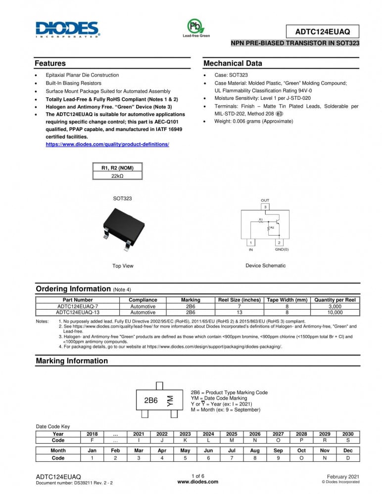 ADTC124EUAQ-13 datasheet page 1