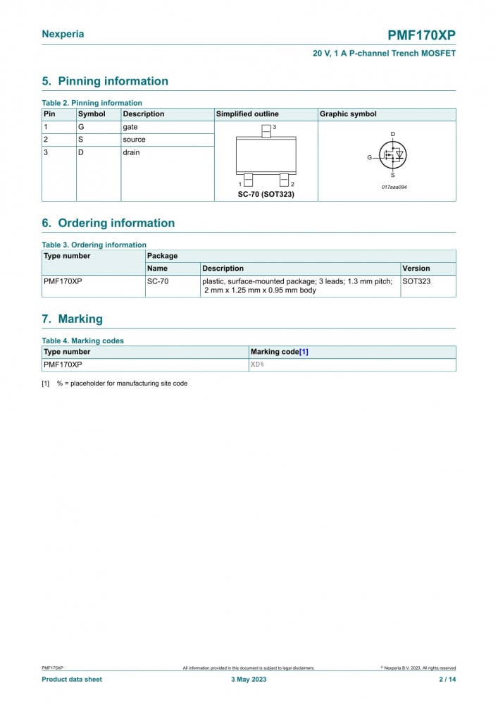 PMF170XP datasheet page 2