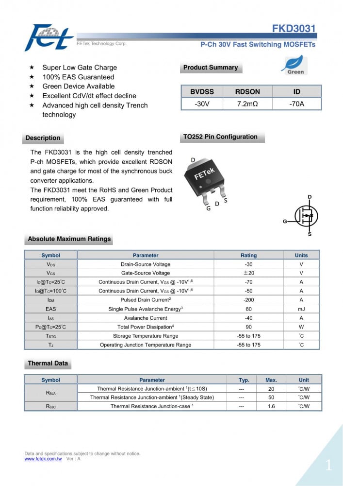 FKD3031 datasheet page 1