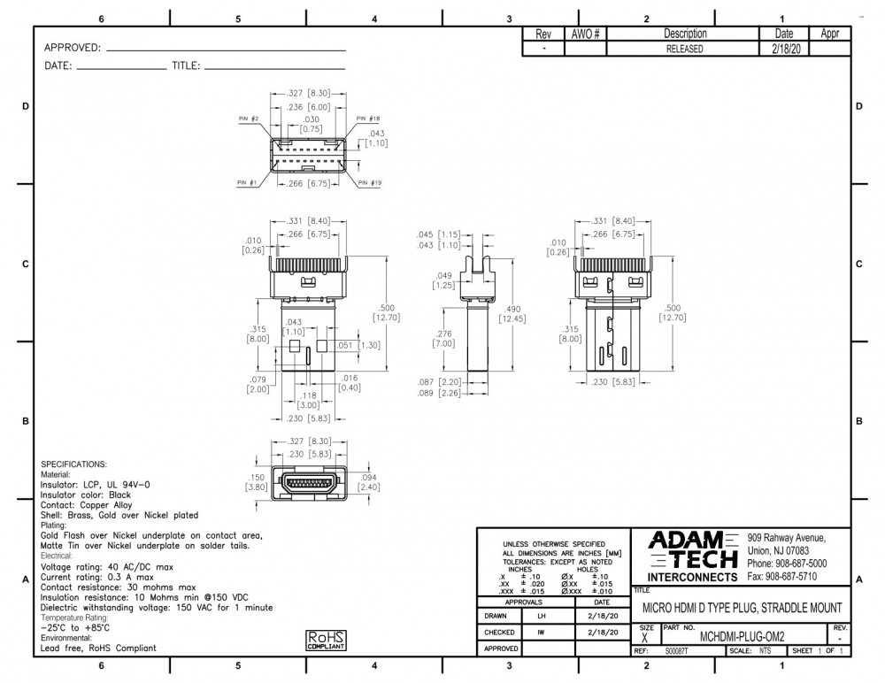 MCHDMI-PLUG-OM2 product drawing preview