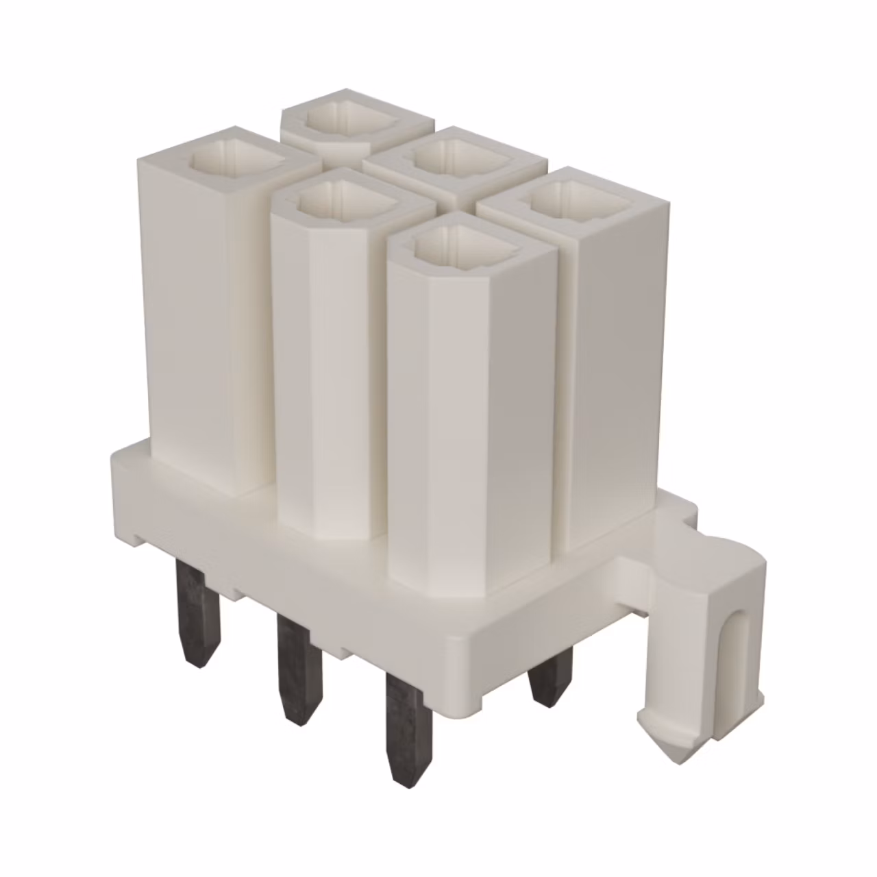 Mini-Fit HCS Receptacle Header, 4.20mm Pitch, Dual Row, Vertical, Blind Mating, with Snap-in Plastic Pegs, 6 Circuits for sale