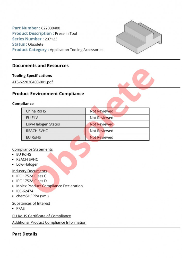 622030400 tooling document, page 1