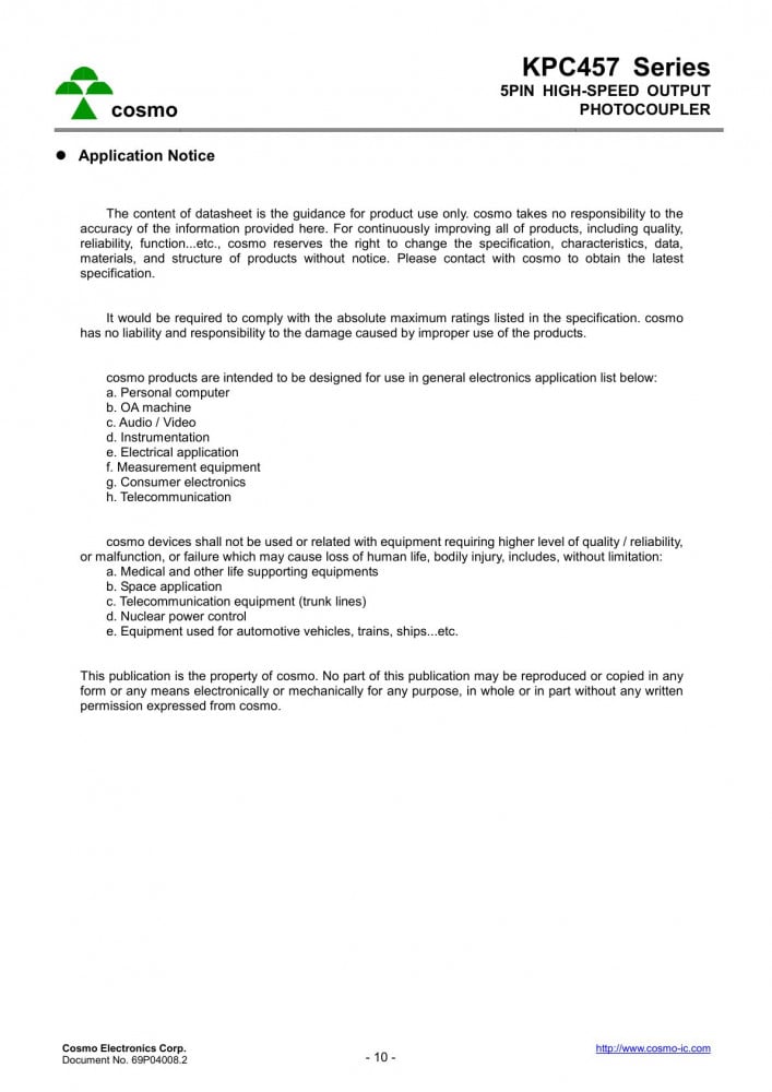 KPC457TLD datasheet page 10