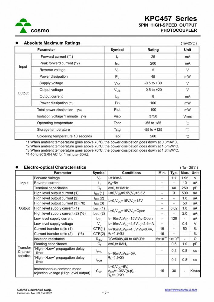 KPC457TLD datasheet page 3