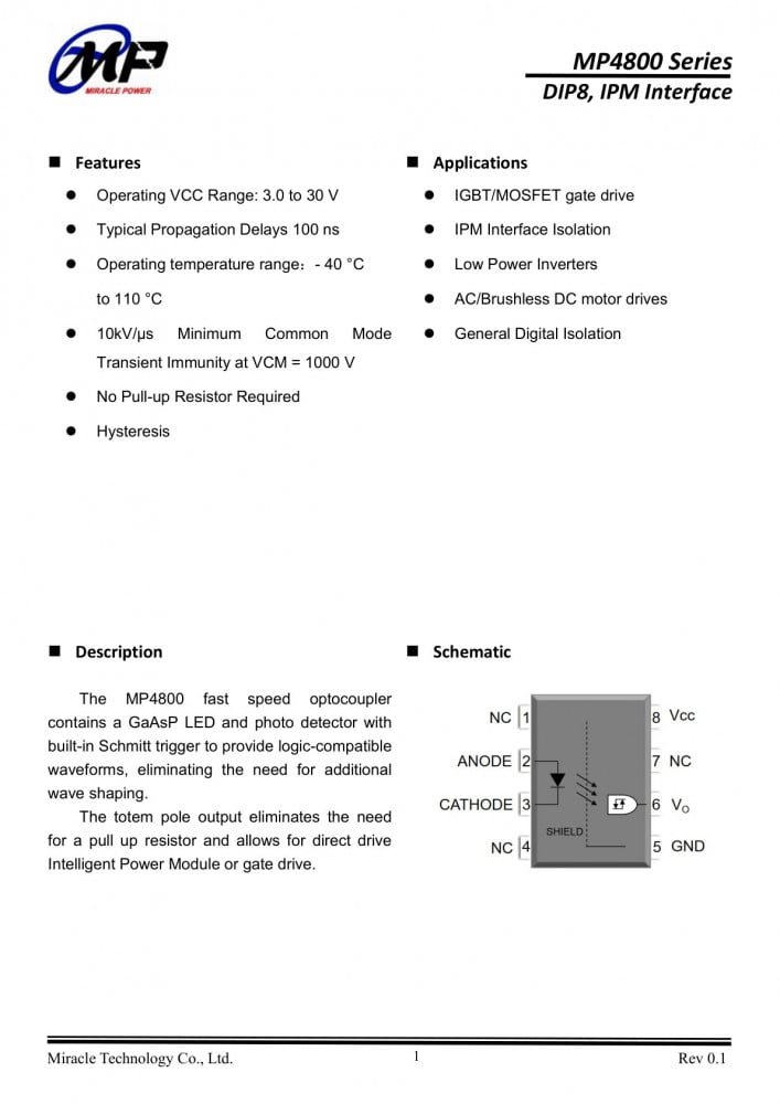 MP4800 datasheet page 1