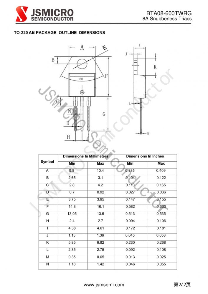 BTA08-600TWRG datasheet page 2
